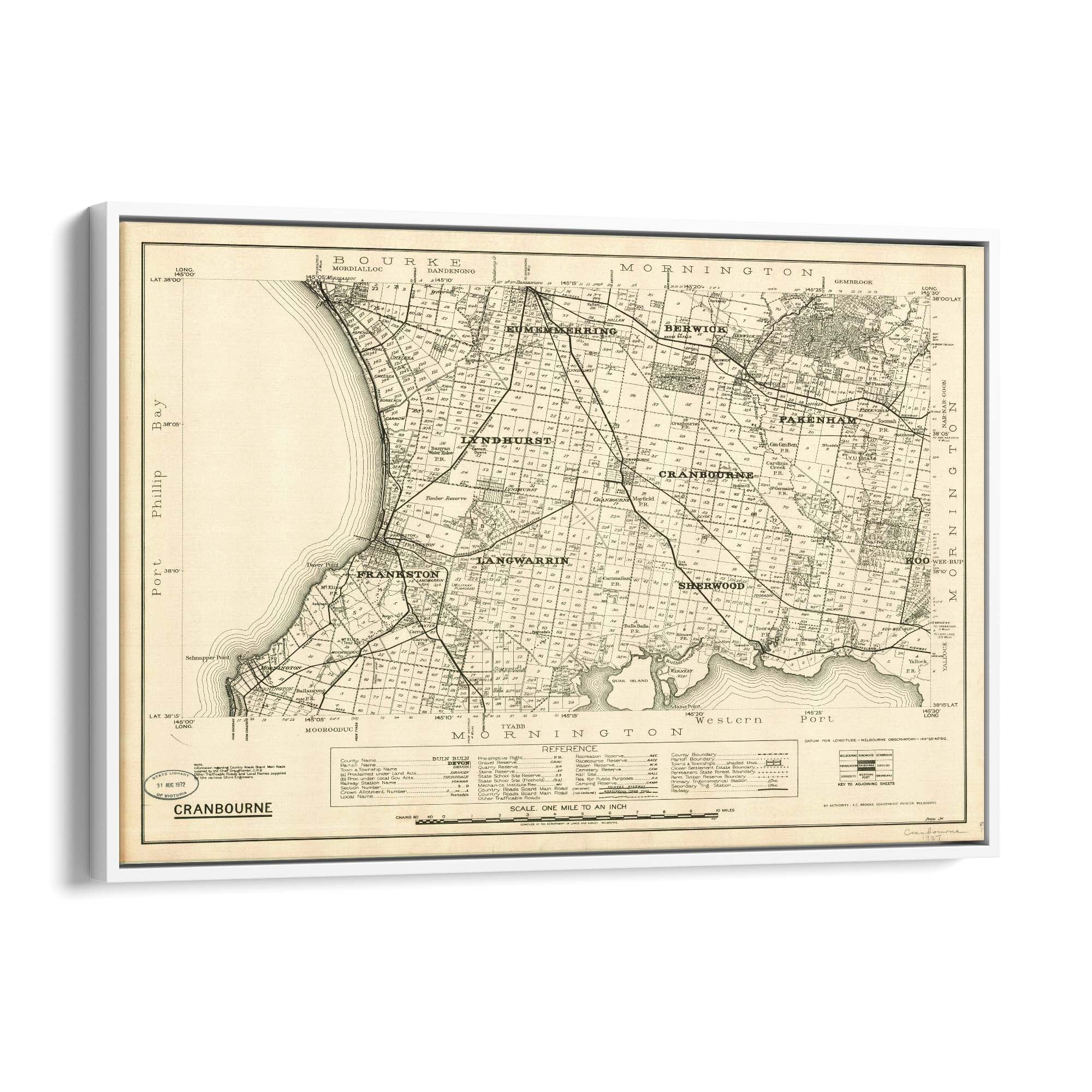 1937 Vintage Map of the Cranbourne & Frankston Region, Victoria Austra ...