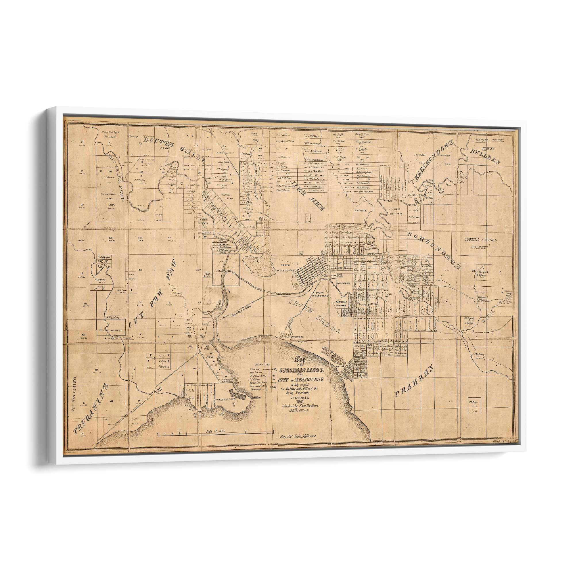 1851 Map of Melbourne and Suburbs – Vintage Maps