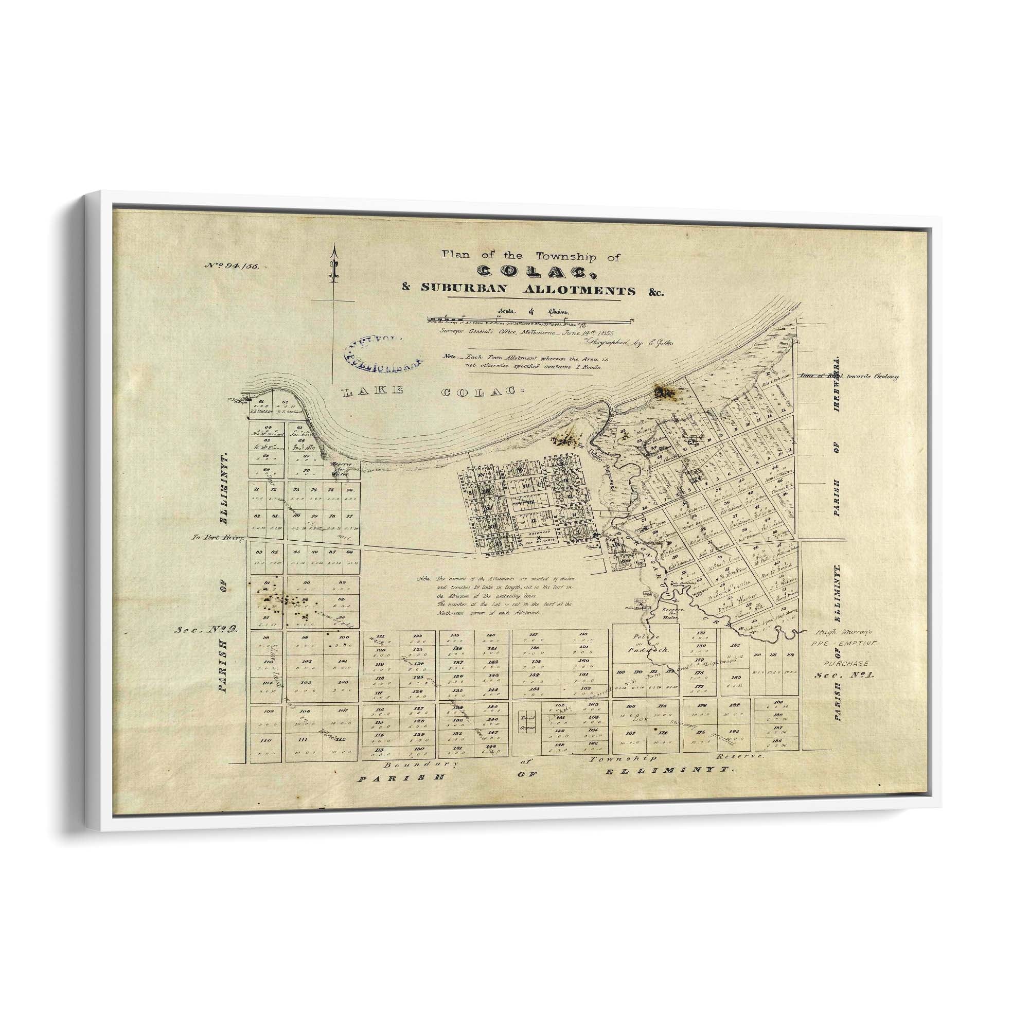 1855 Vintage Map of Colac, Victoria Australia – Vintage Maps