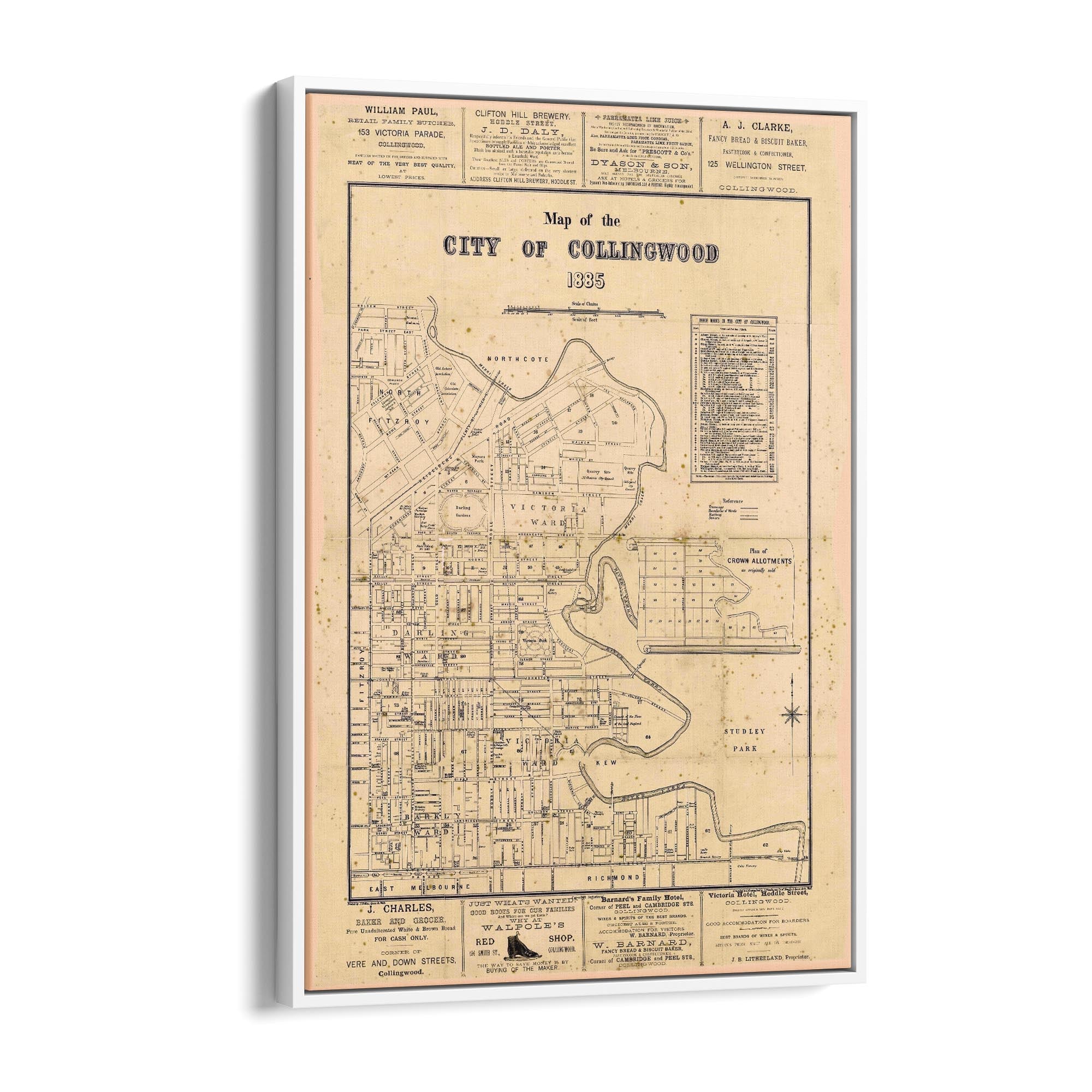 1885 Vintage Map of Collingwood, Victoria – Vintage Maps