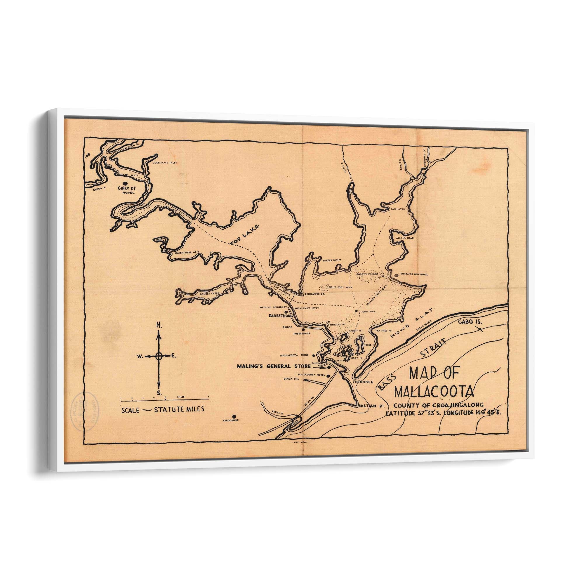 1940's Vintage Map of Mallacoota, Victoria Australia – Vintage Maps