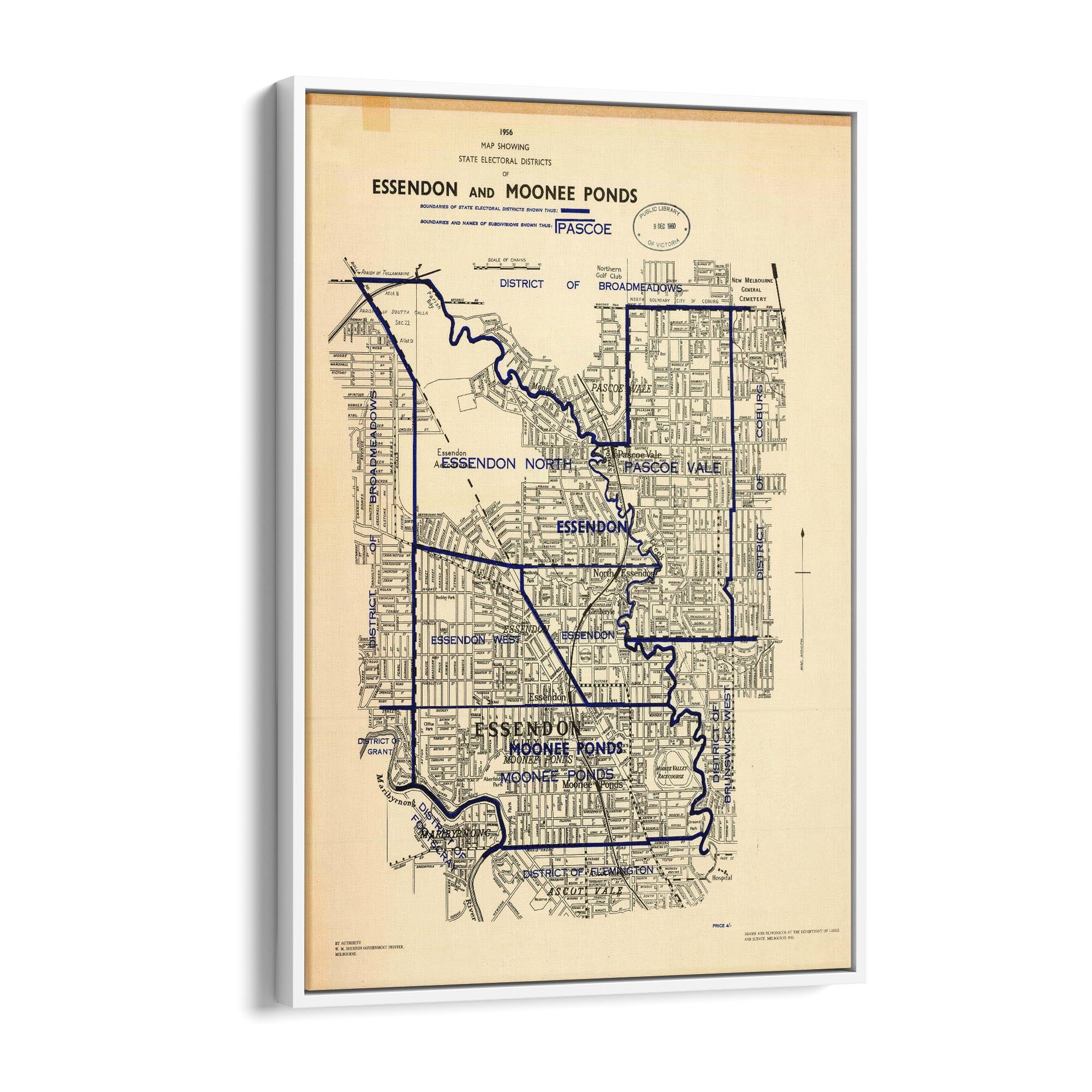1956 Map of Essendon, Moonee Ponds & Surrounds, Victoria – Vintage Maps