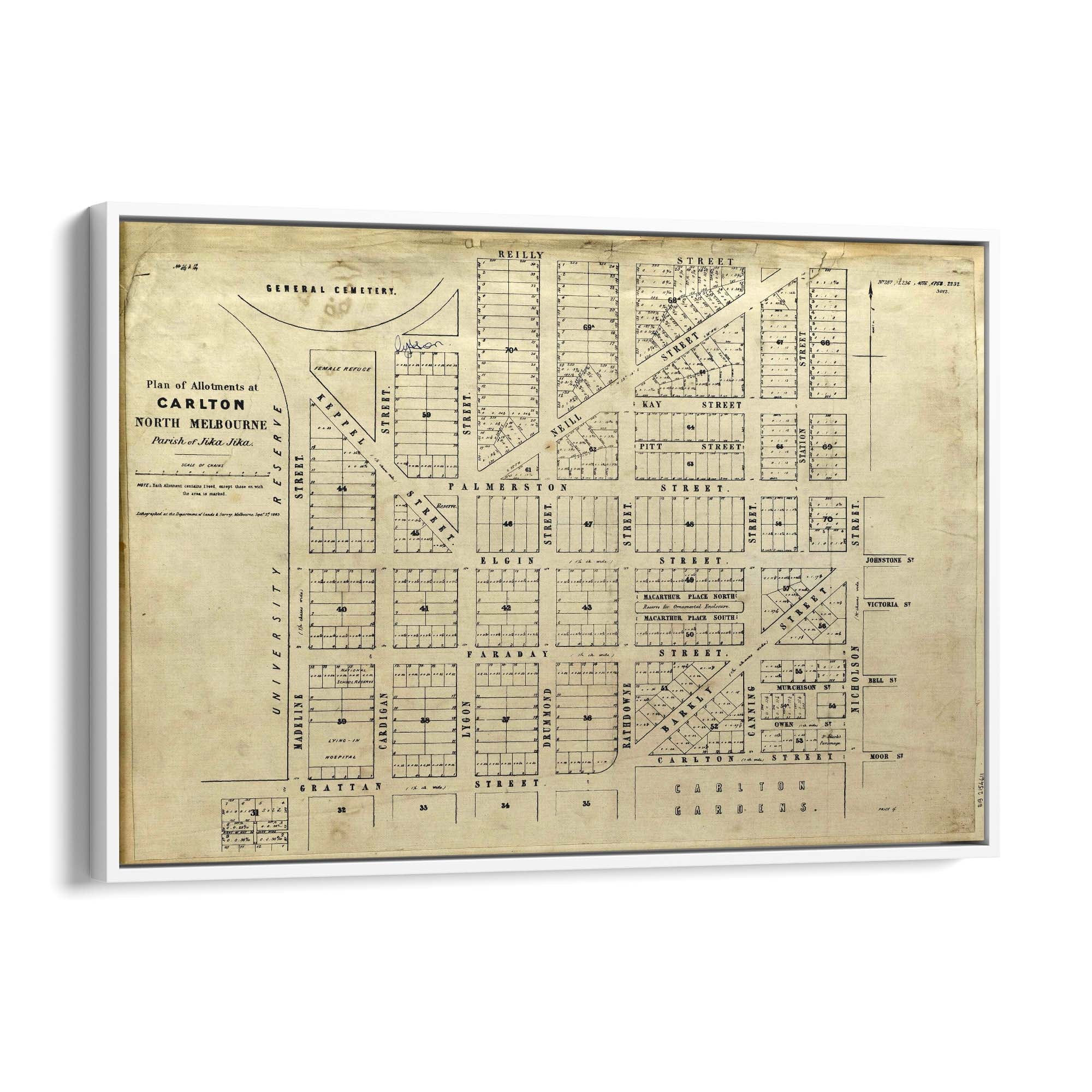 1863 Vintage Map of Carlton, Victoria Australia – Vintage Maps