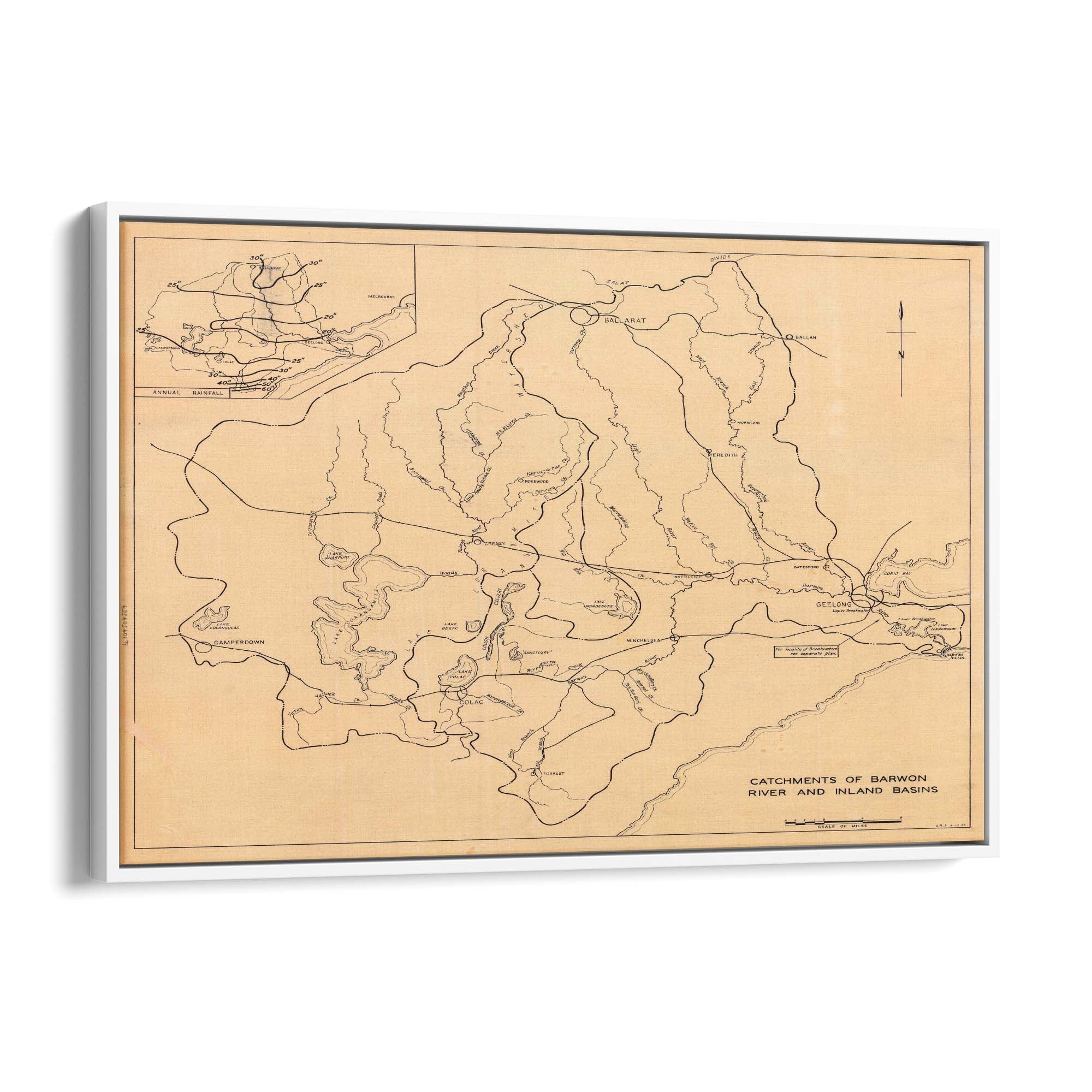 1855 Map of Catchments of Barwon River – Vintage Maps