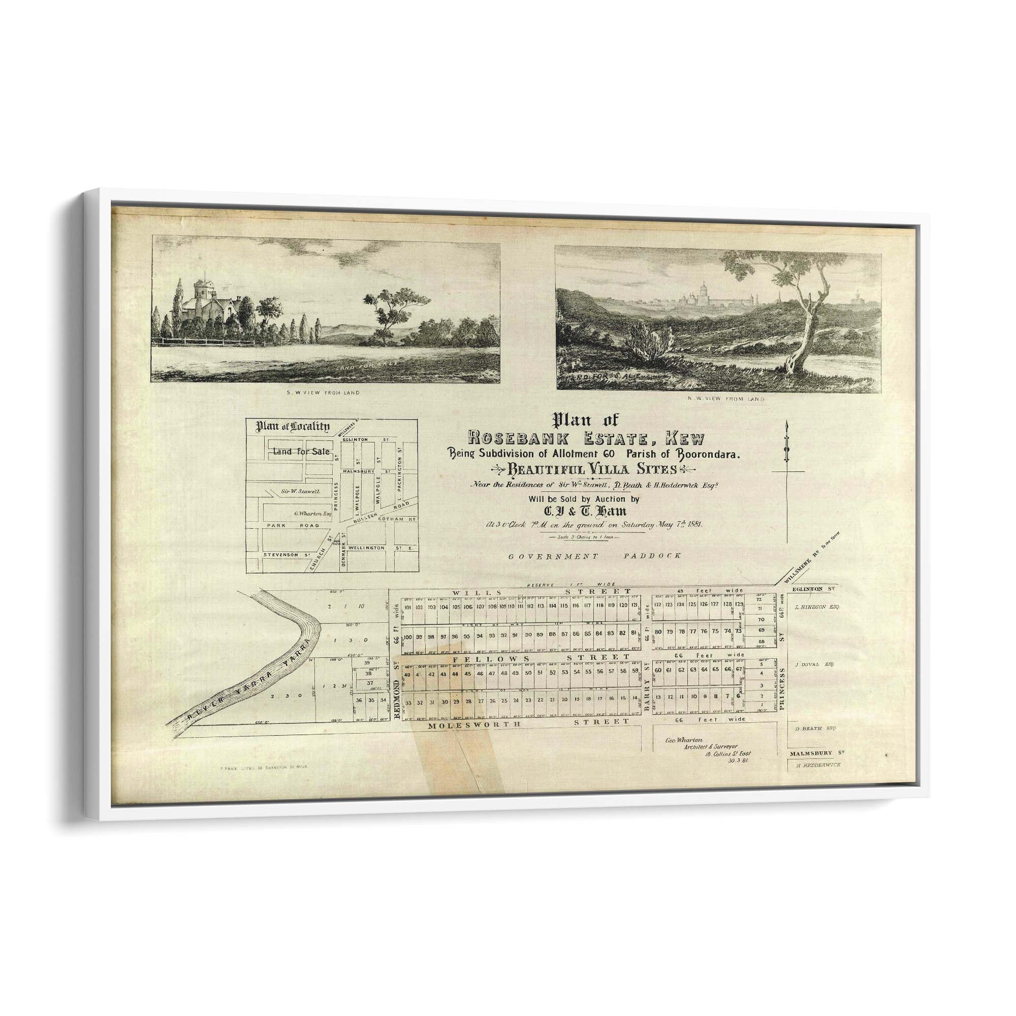 1881 Vintage Map of Kew, Victoria Australia – Vintage Maps