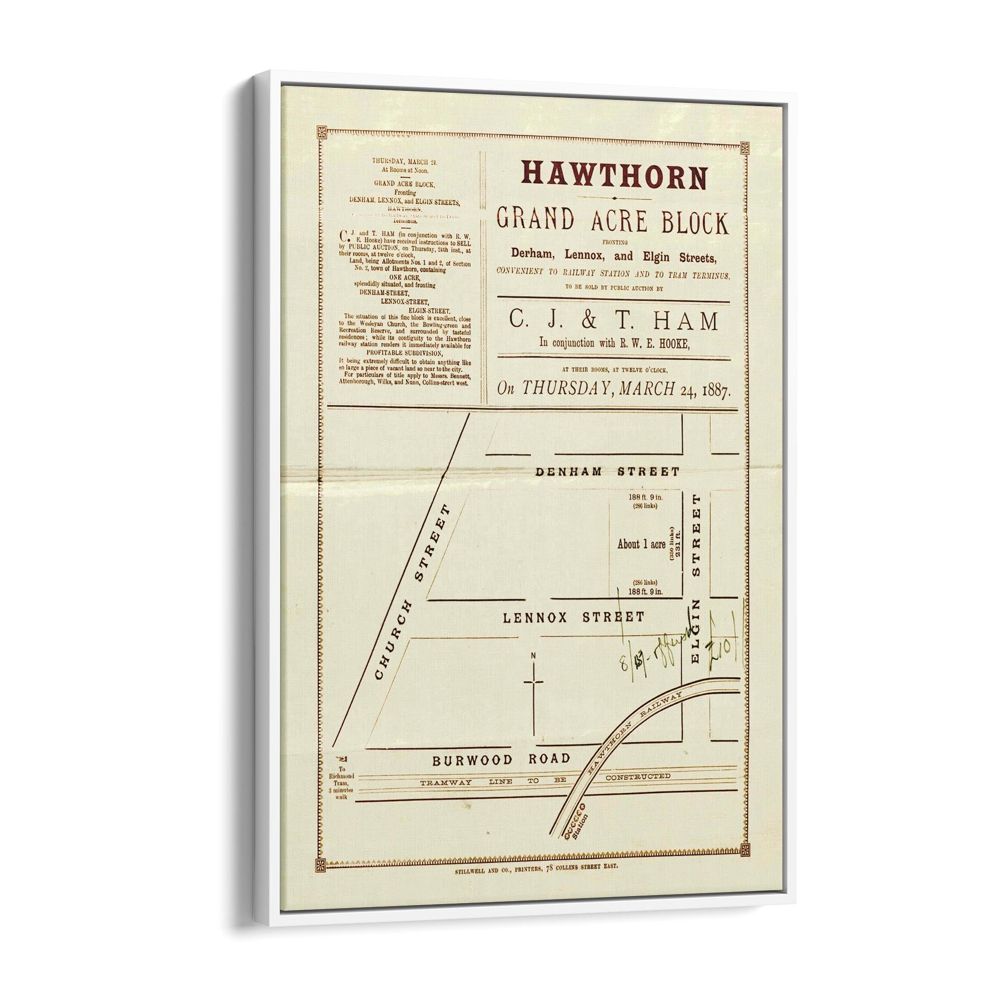 1887 Vintage Map of Hawthorn, Victoria Australia – Vintage Maps