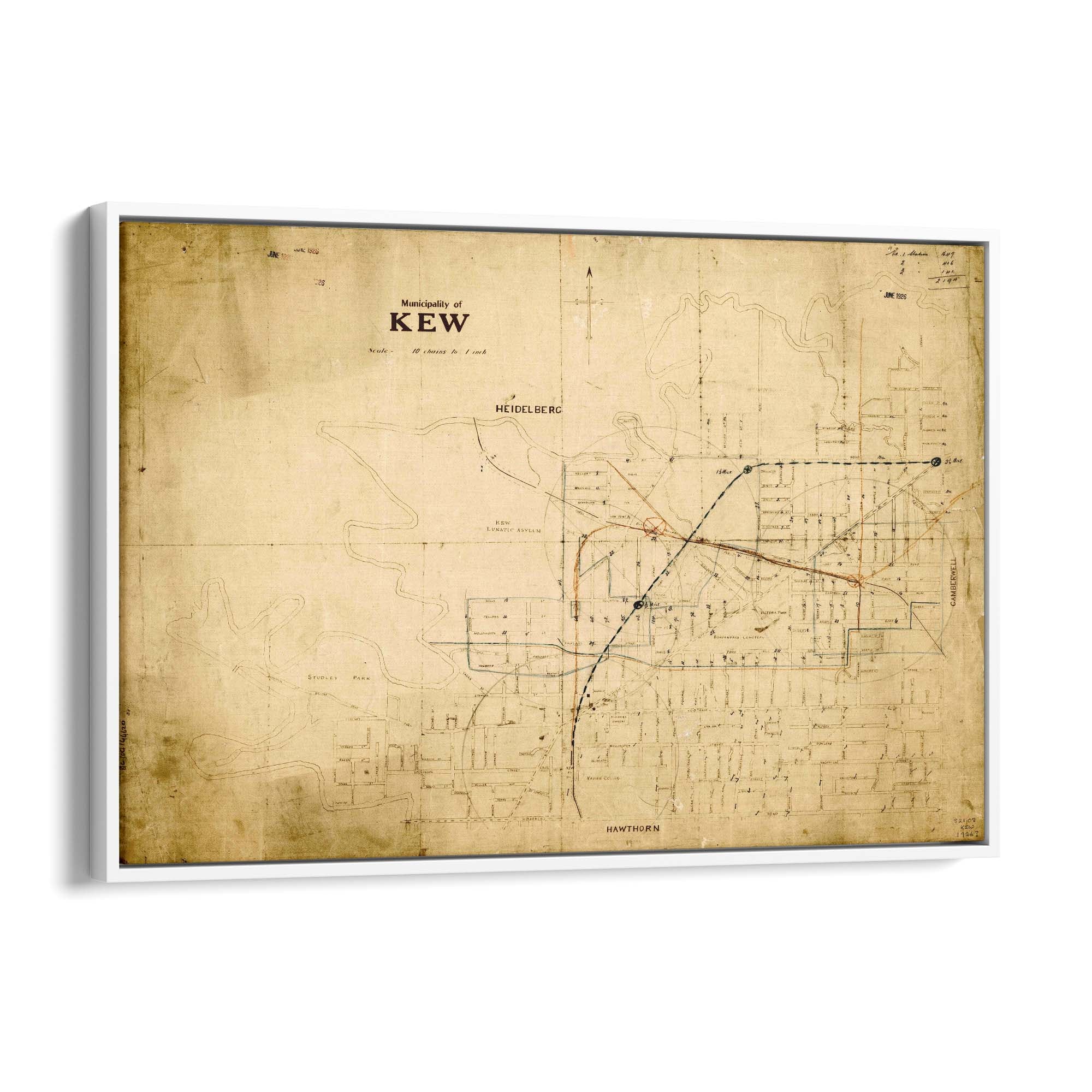 1926 Vintage Map of Kew, Victoria Australia – Vintage Maps