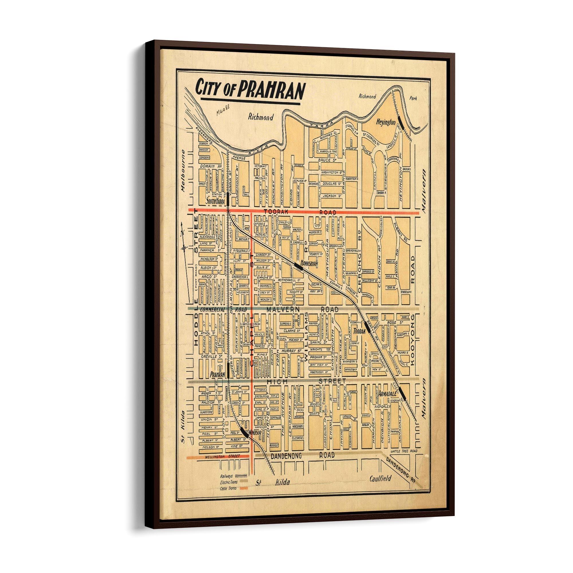 1919 Vintage Map of Prahran, South Yarra & Windsor, Victoria – Vintage Maps