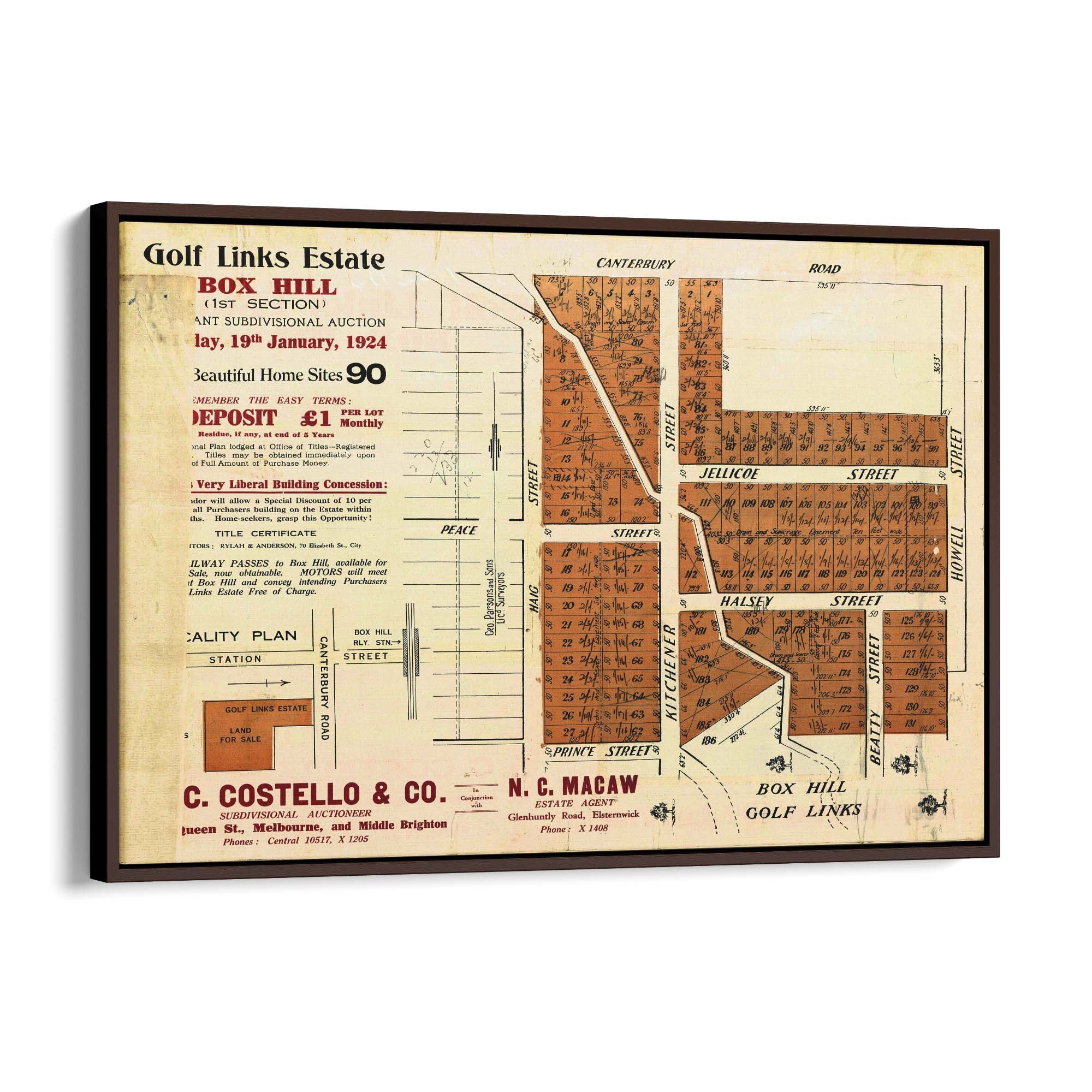 1924 Vintage Map of Box Hill, Victoria Australia – Vintage Maps