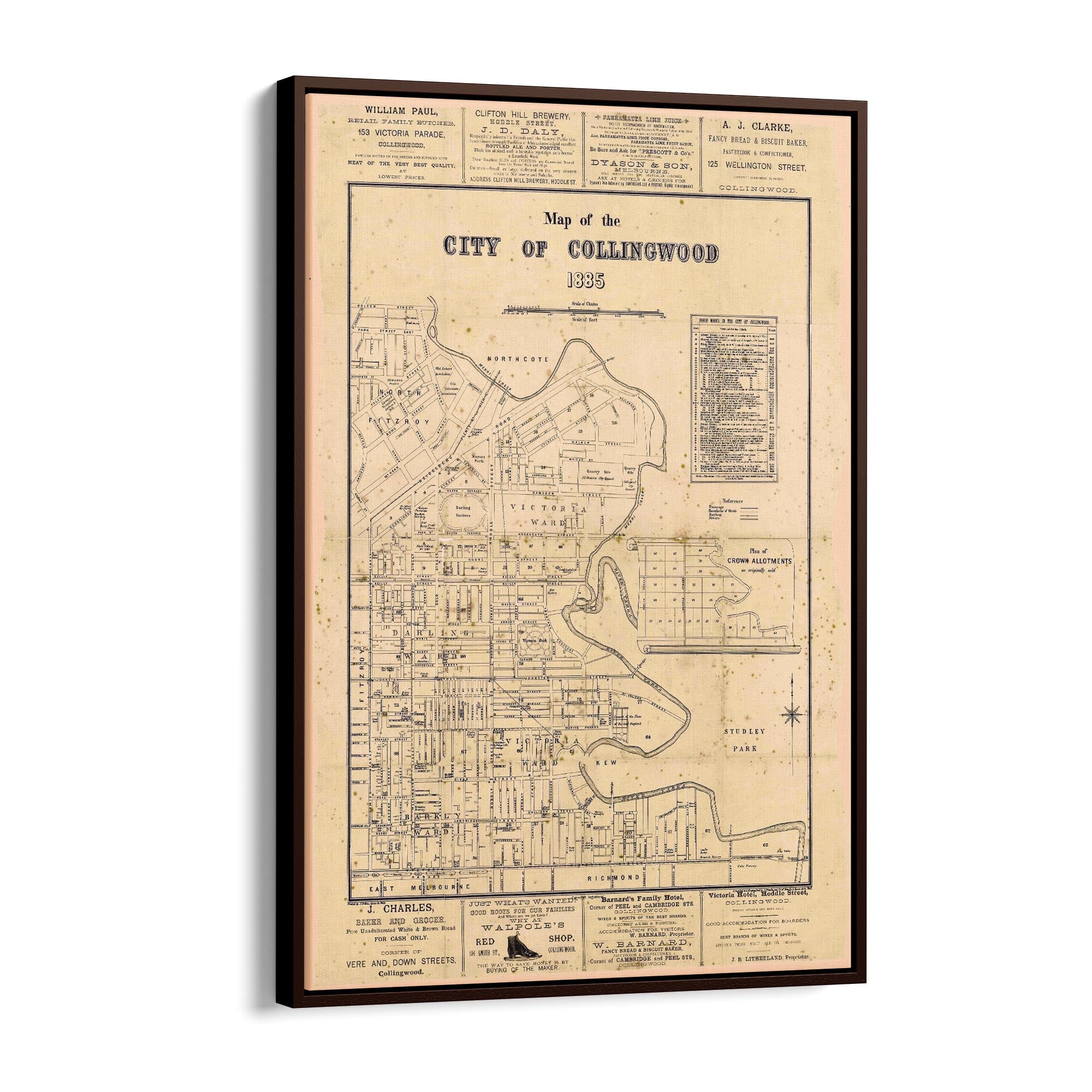 1885 Vintage Map of Collingwood, Victoria – Vintage Maps