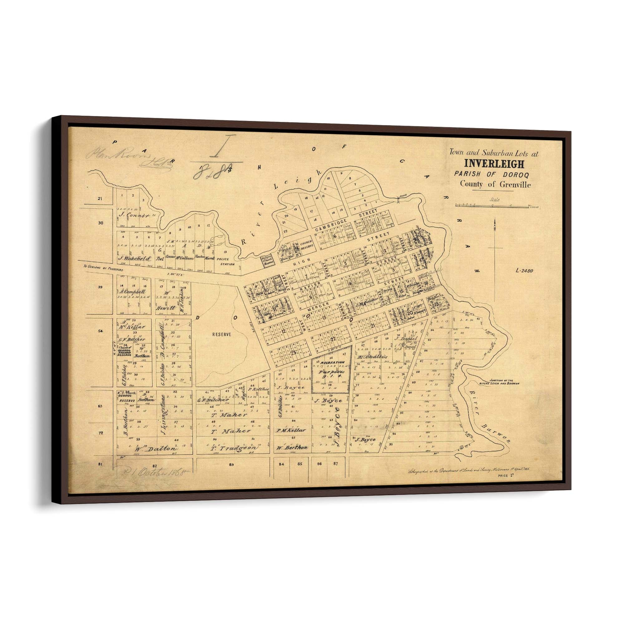 1865 Vintage Map of Inverleigh, Victoria Australia – Vintage Maps