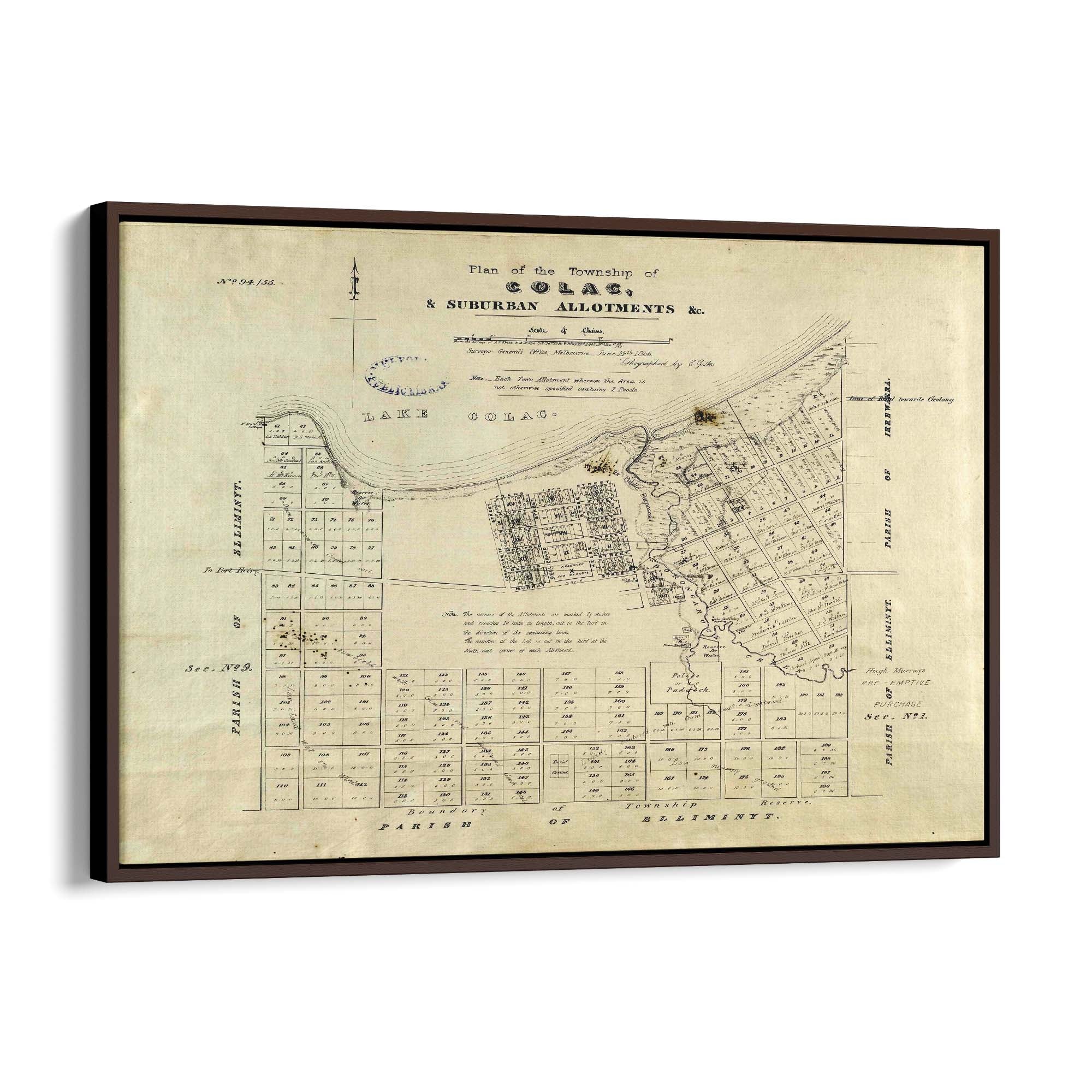 1855 Vintage Map of Colac, Victoria Australia – Vintage Maps