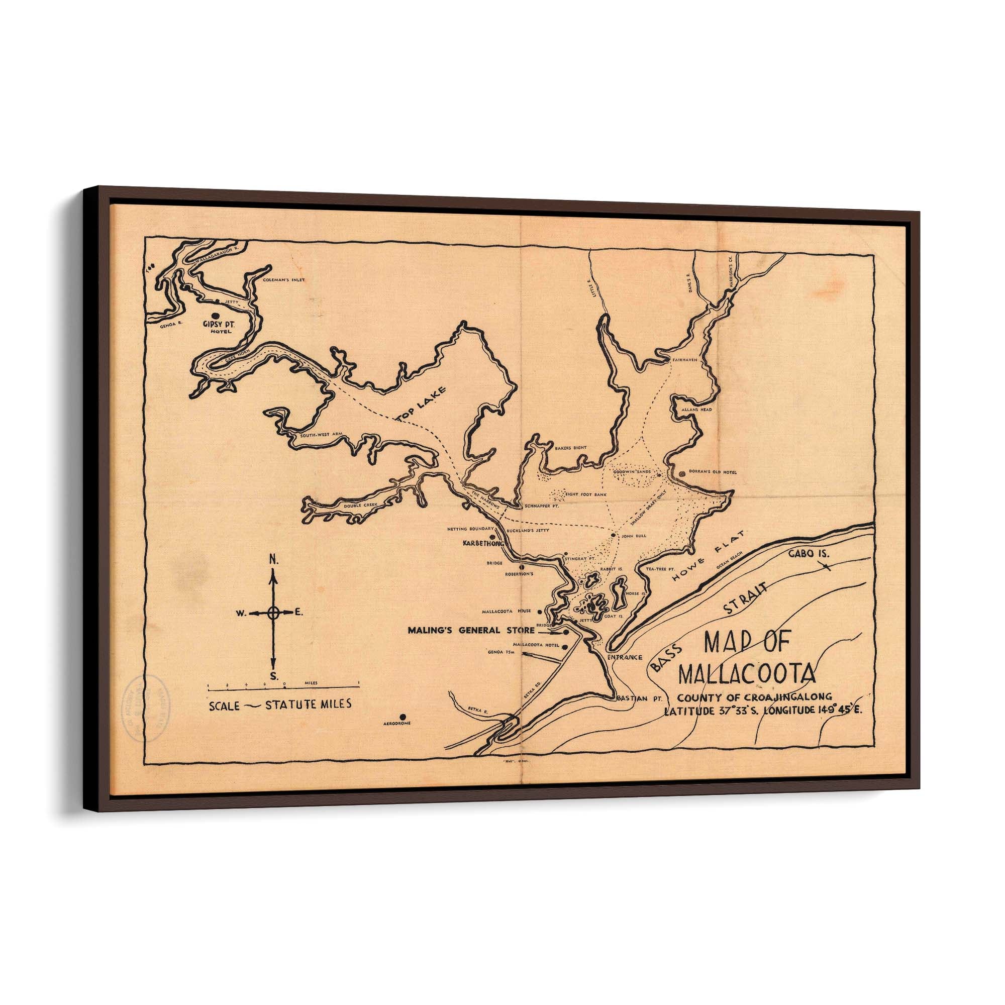 1940's Vintage Map of Mallacoota, Victoria Australia – Vintage Maps