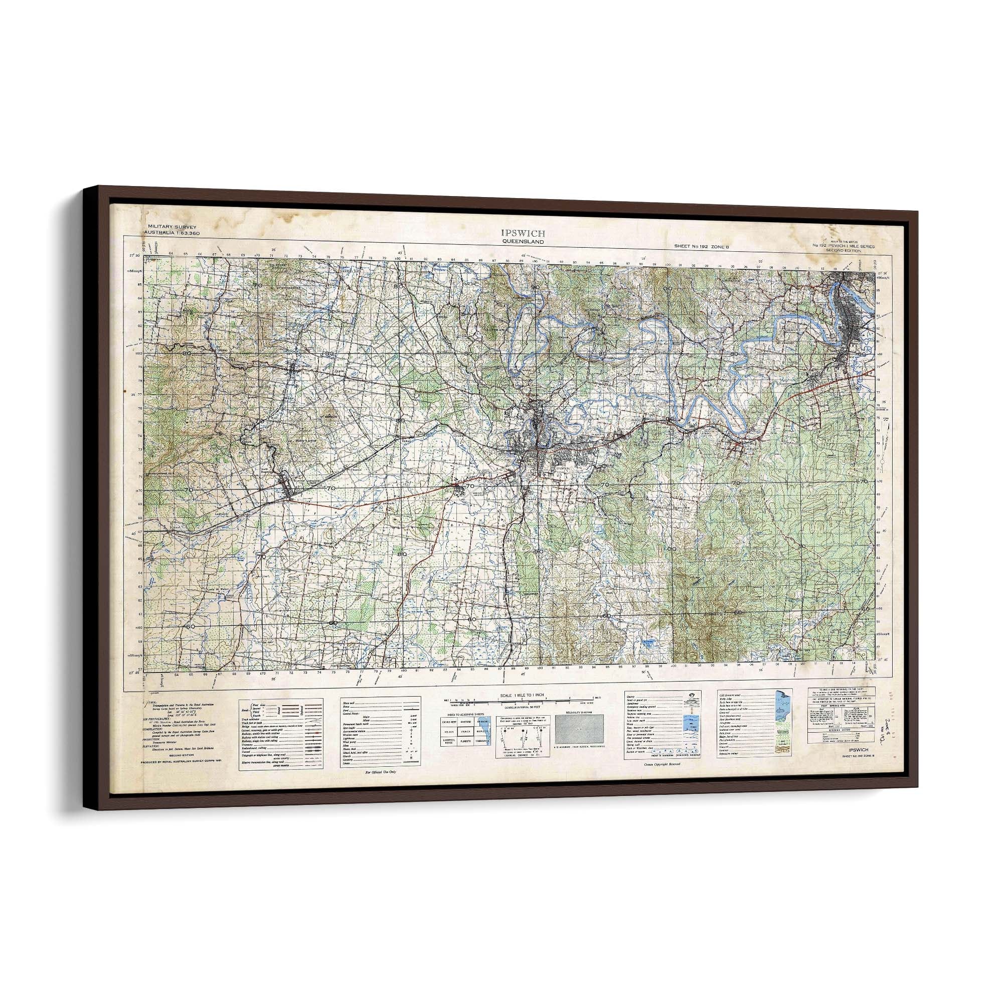 1951 Topographic Map of Ipswich, Queensland – Vintage Maps