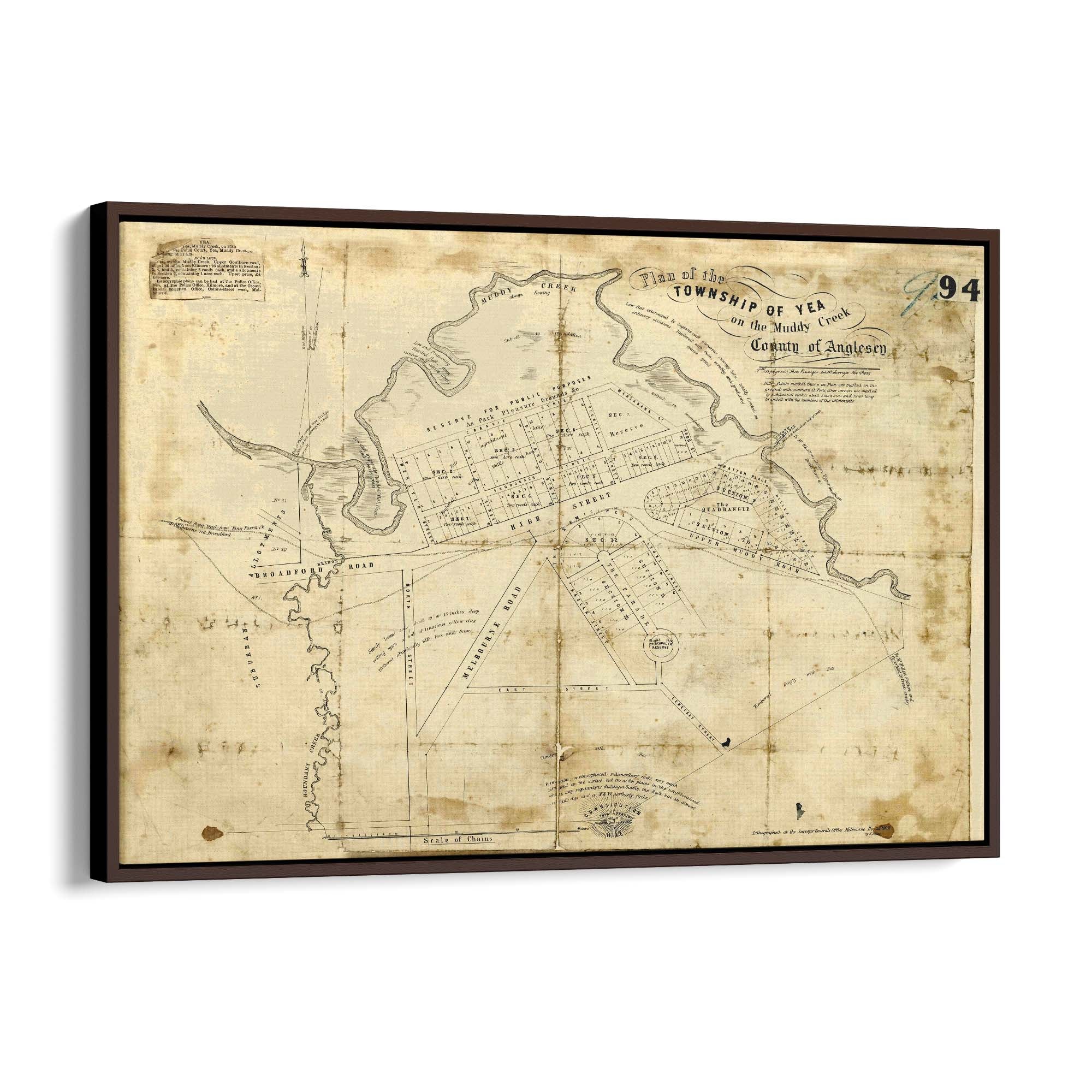 1855 Vintage Map of Yea, Victoria Australia – Vintage Maps