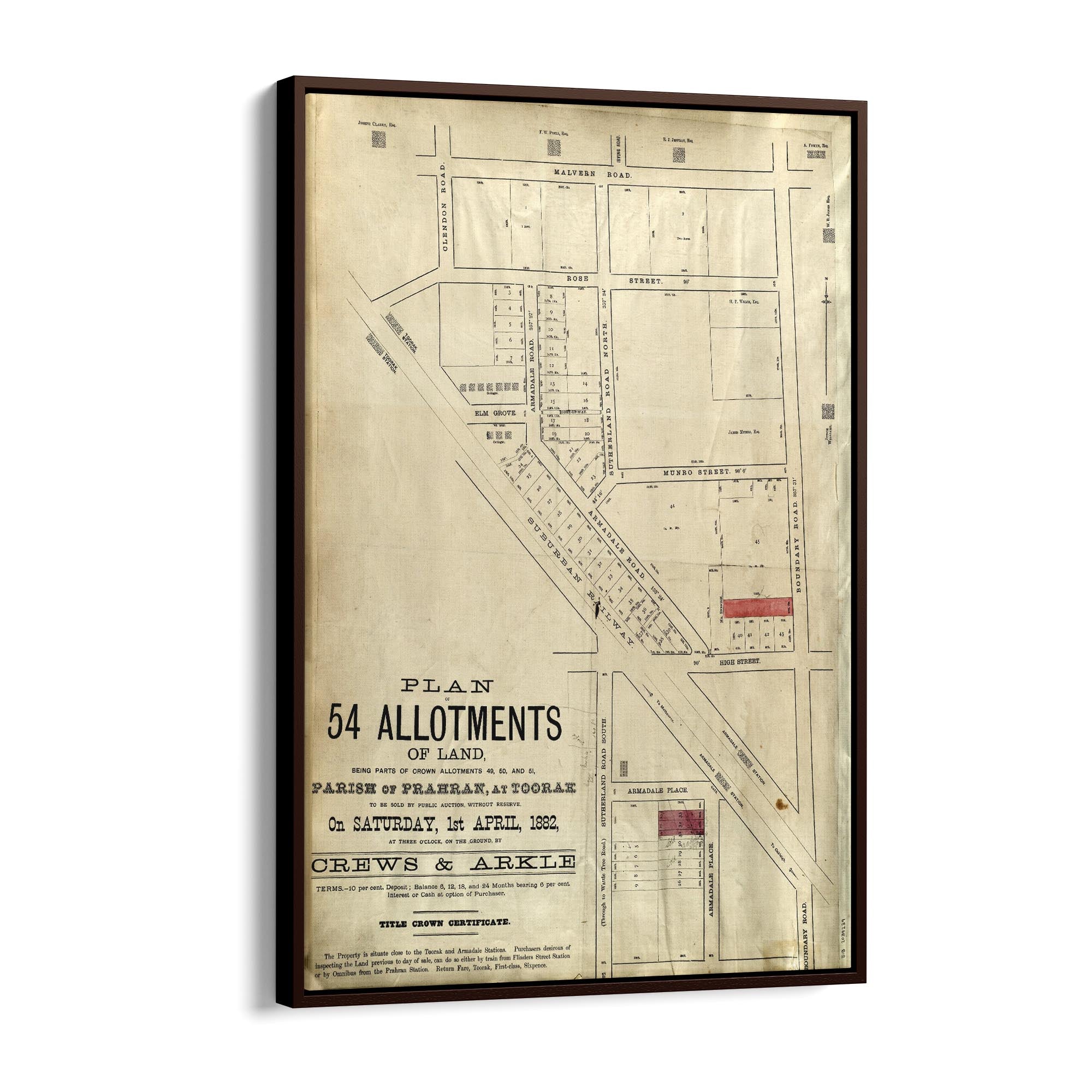 1882 Vintage Map of Armadale, Victoria Australia – Vintage Maps