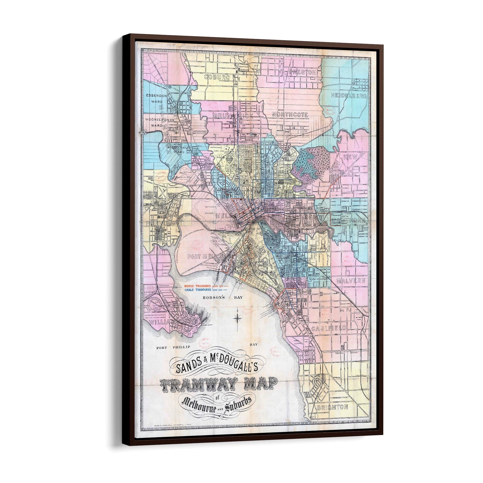 1880 Tramway Map of Melbourne and Suburbs – Vintage Maps