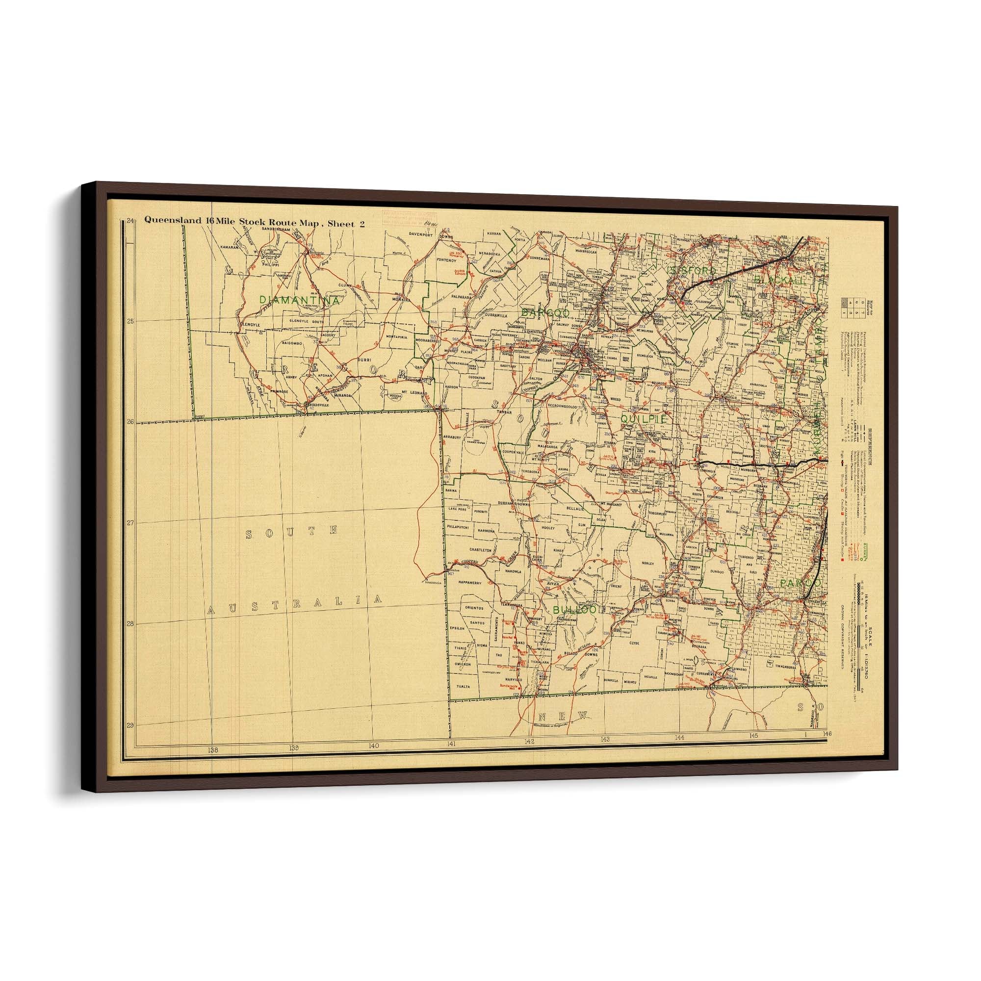 1947 Map of South-West Queensland – Vintage Maps