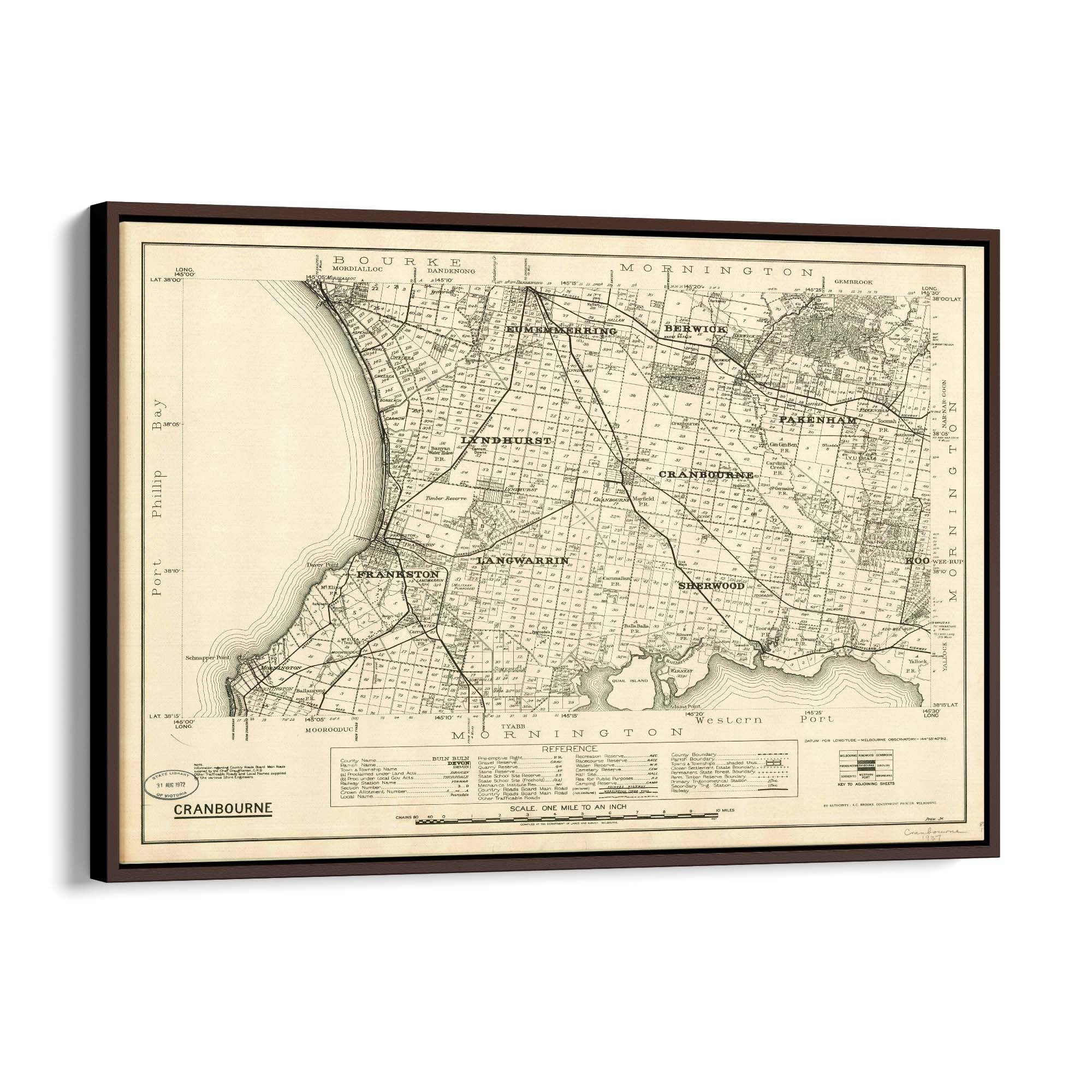 1937 Vintage Map of the Cranbourne & Frankston Region, Victoria Austra ...